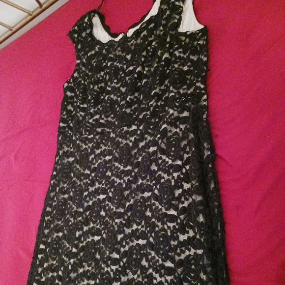 R & M Richards | Dresses | Black Lace With Nude Underlay Maxi Dress From R M Richards Size 6w ...